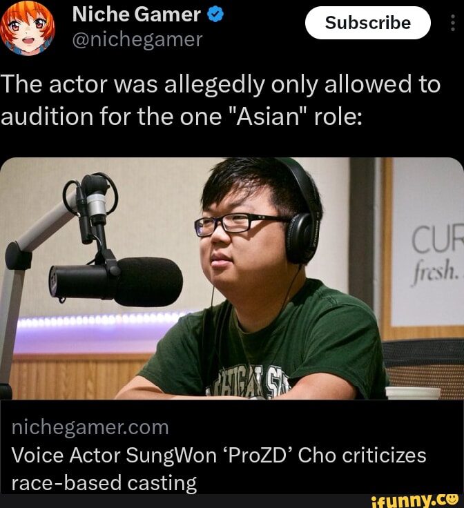 Niche Gamer @ Subscrib @nichegamer The actor was allegedly only allowed ...