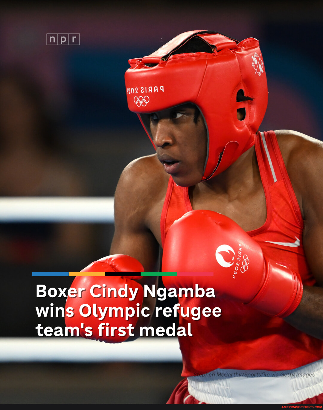 Boxer Cindy Ngamba became the firstever Refugee Olympic Team athlete to ...