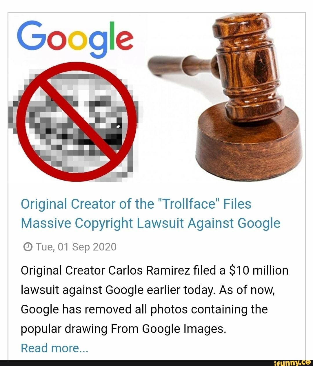 Go gle Original Creator of the "Trollface" Files Massive Copyright ...