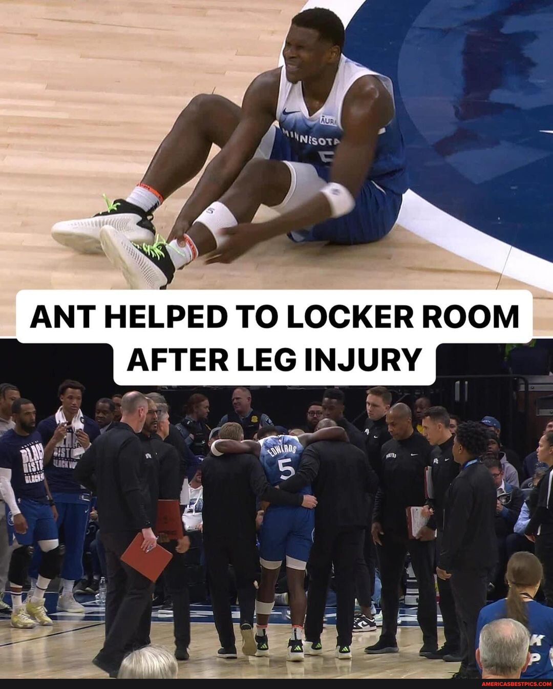 Anthony Edwards was helped to the locker room after apparent leg injury ...