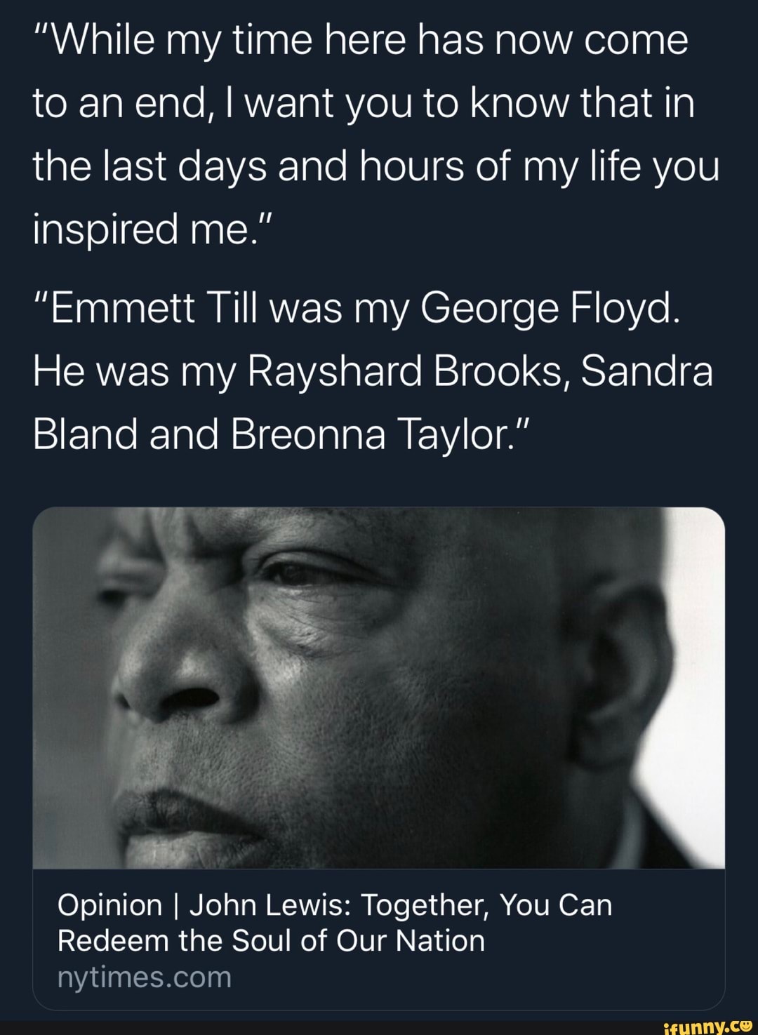 "While my time here has now come to an end, I want you to know that in ...