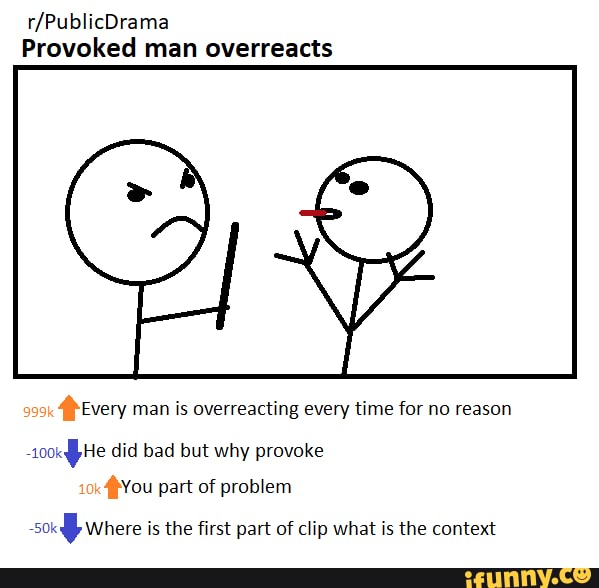 Provoked man overreacts Every man is overreacting every time for no ...