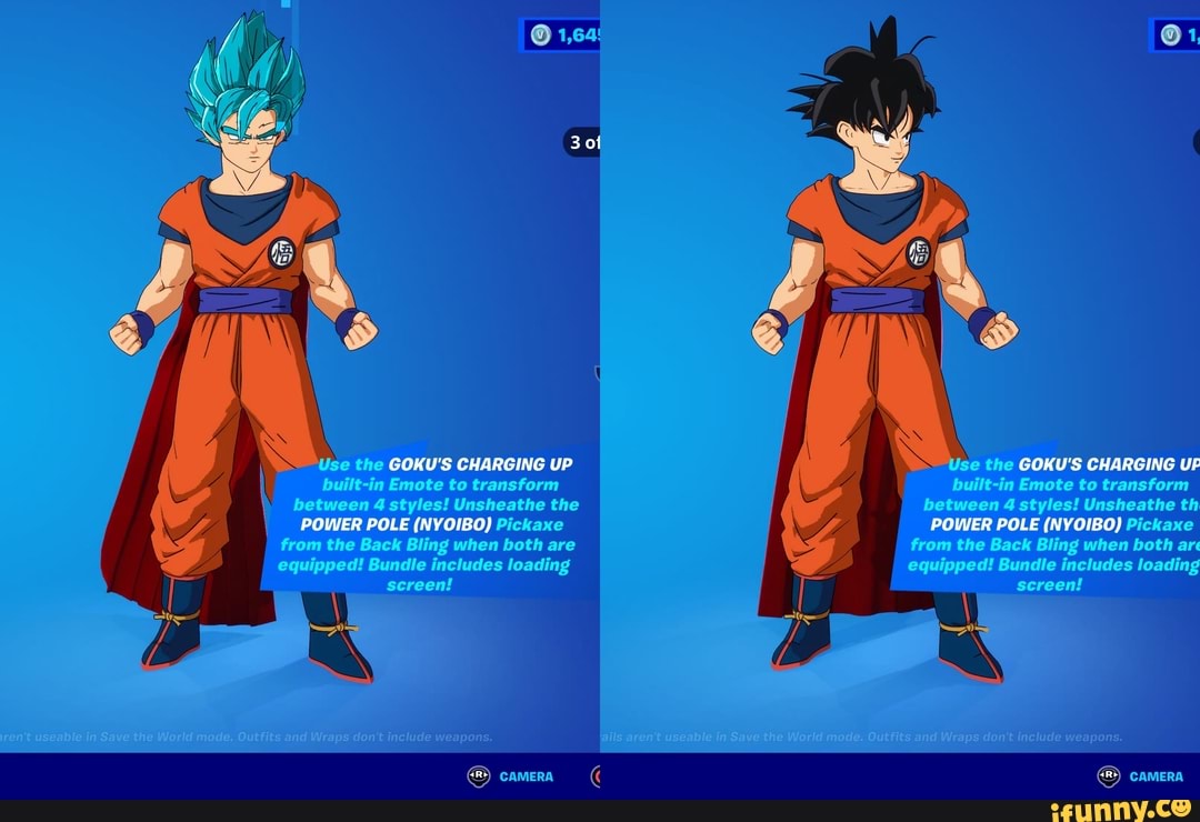 Use the GOKU'S CHARGING UP built-in Emote to transform between 4 styles ...