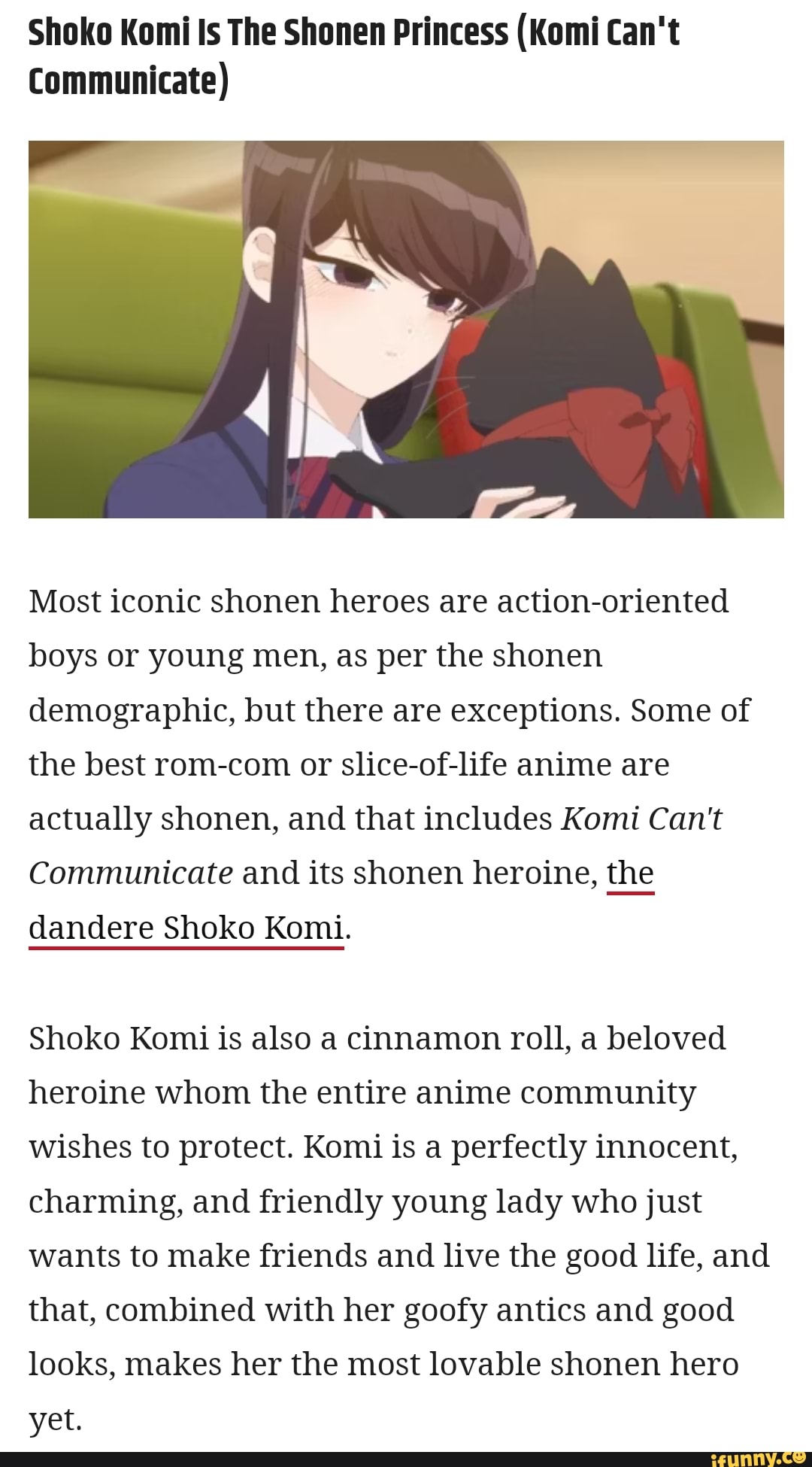 Shoko Komi Is The Shonen Princess (Komi Can't Communicate) Most iconic ...