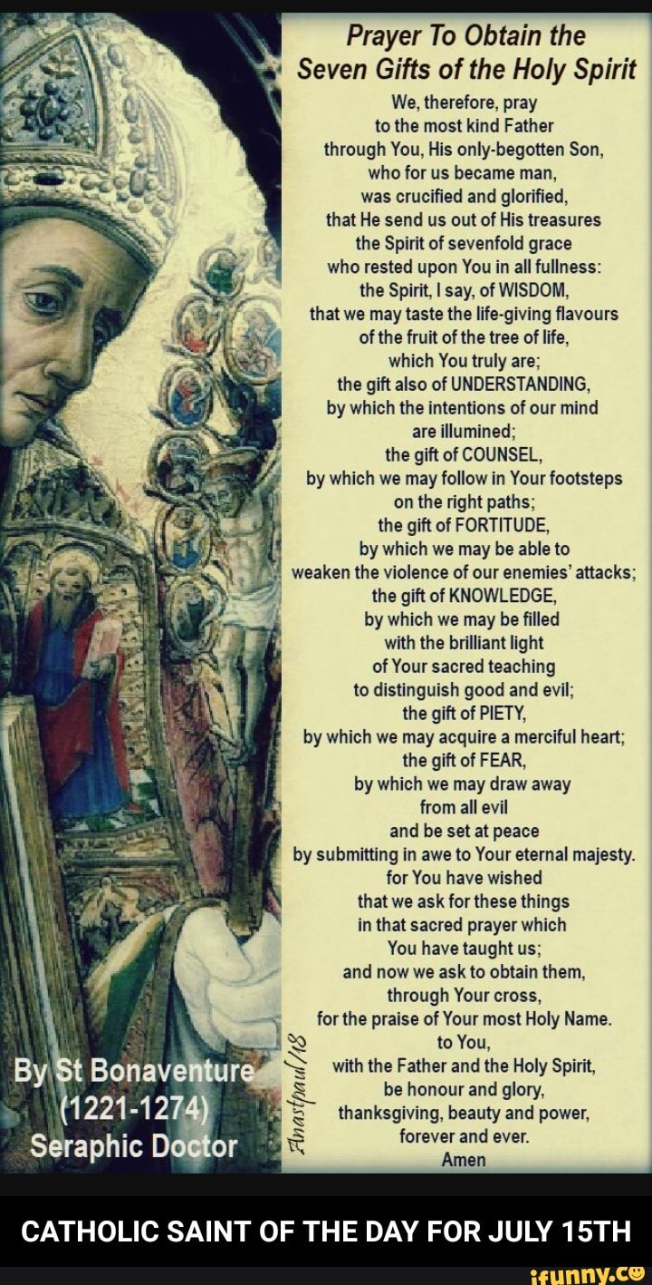 Prayer To Obtain the Seven Gifts of the Holy Spirit We, therefore, pray ...