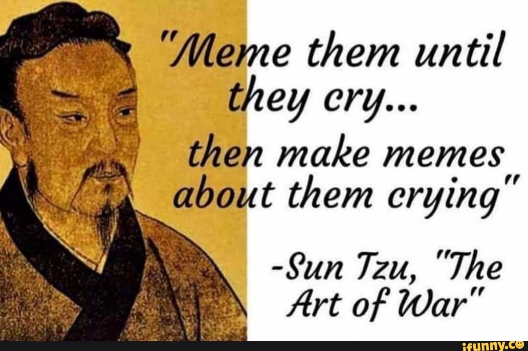 Meme them until they cry... then make memes about them crying -Sun Tzu ...