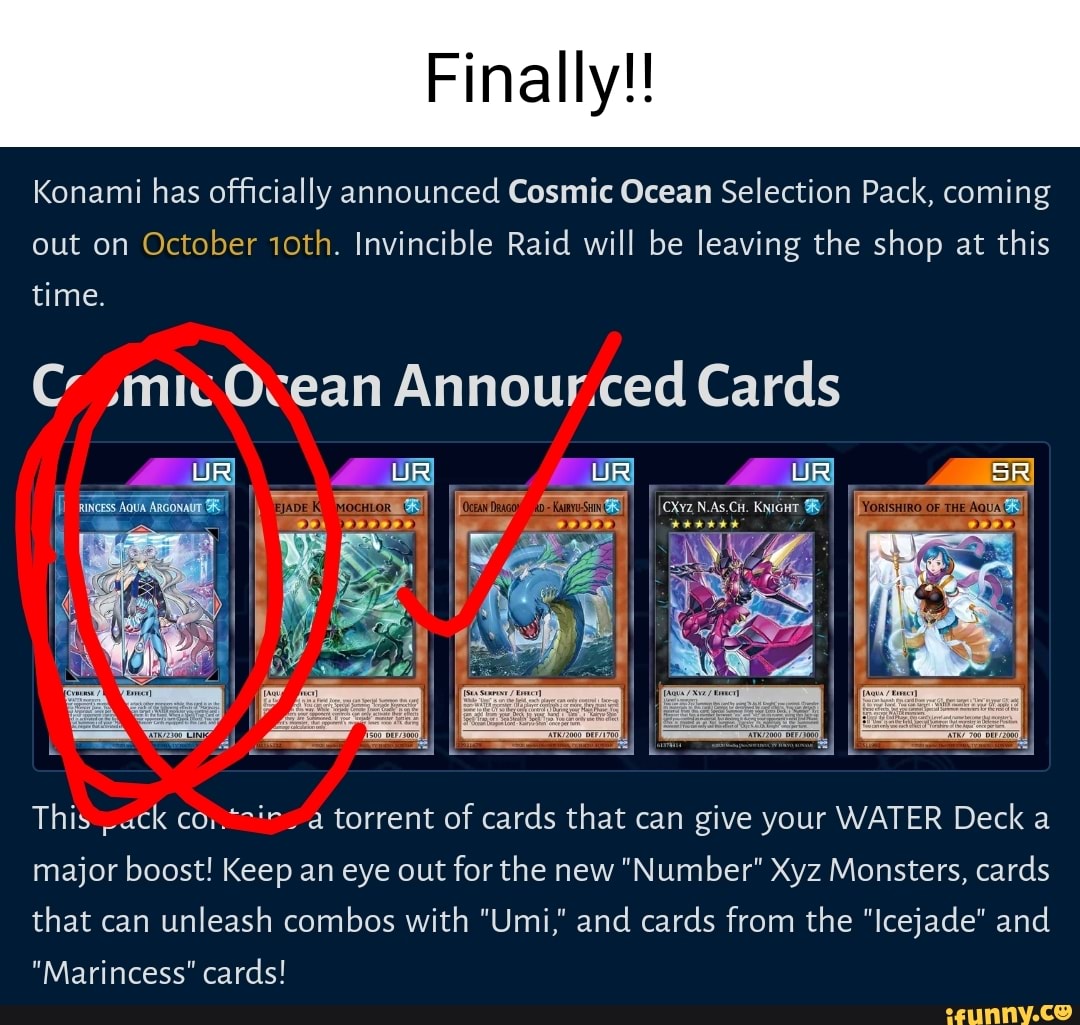 Finally! Konami has officially announced Cosmic Ocean Selection Pack ...