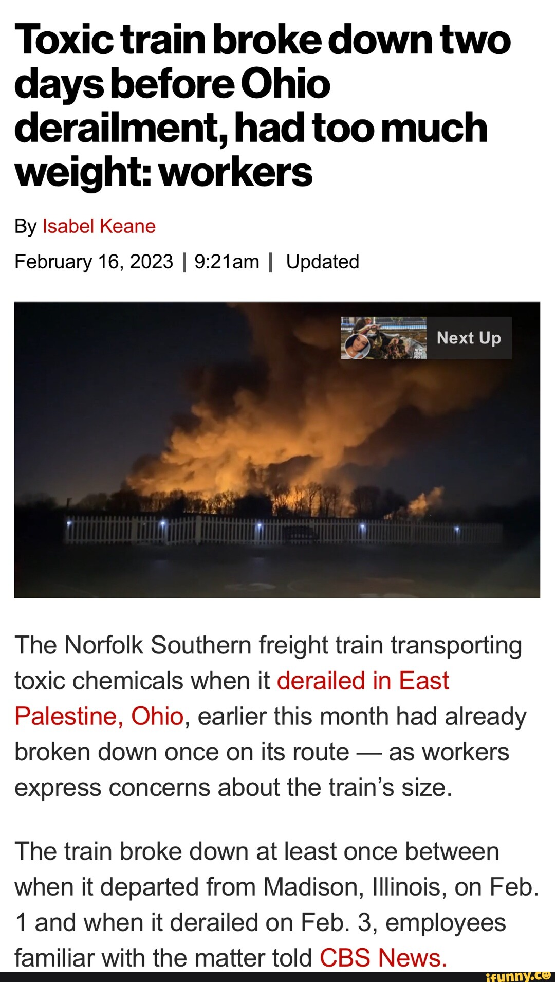Toxic train broke down two days before Ohio derailment, had too much ...