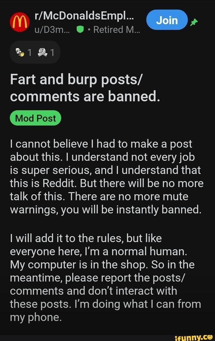 (Y\ Retired M... Join %1 Fart and burp posts/ comments are banned. I ...