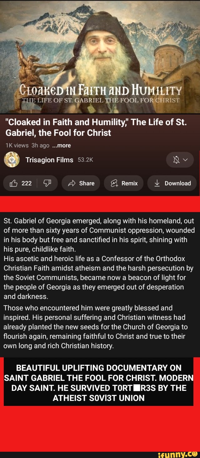 (FE OF ST GABRIEL THE FOOL. FOR "Cloaked in Faith and Humility,' The ...