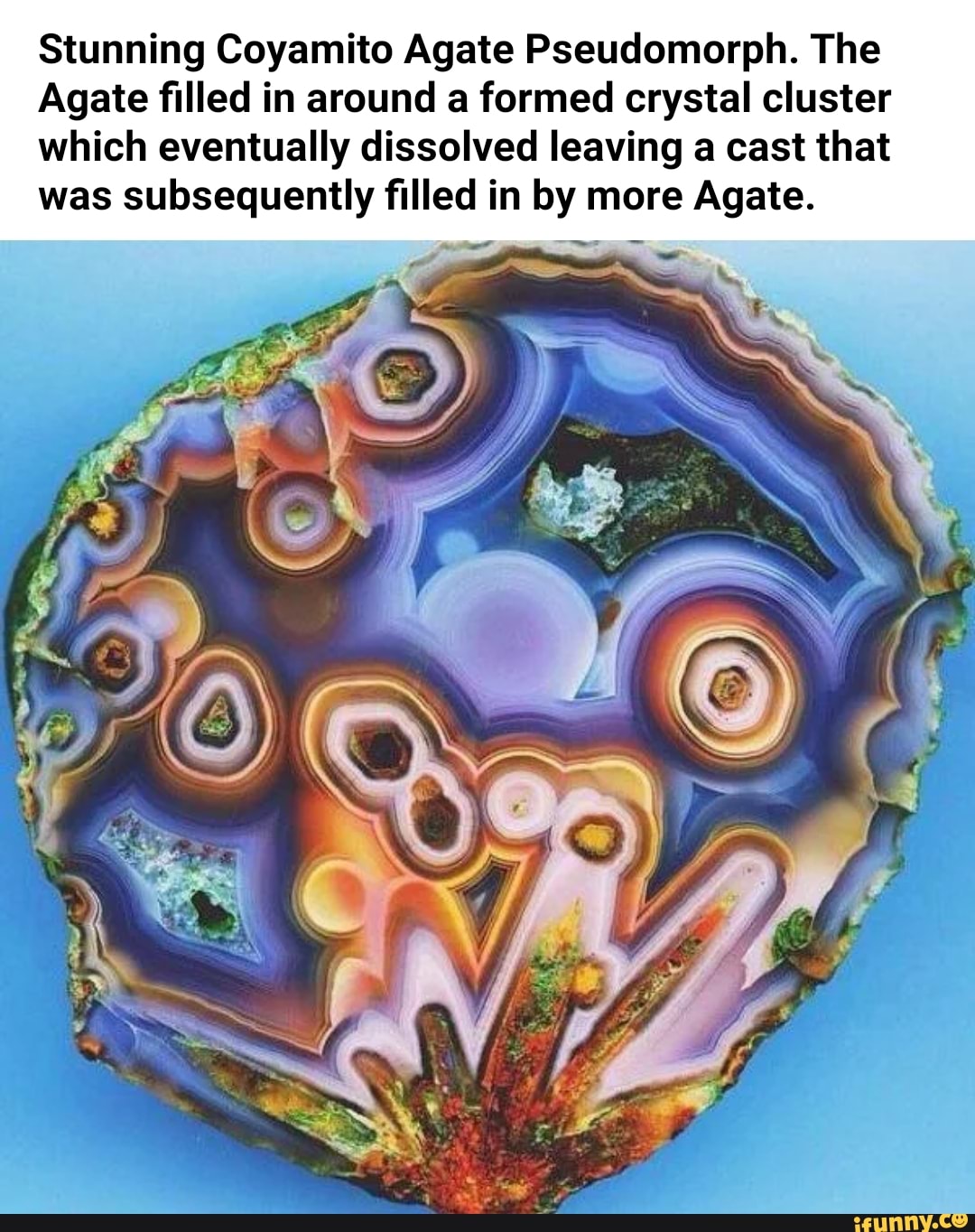 Stunning Coyamito Agate Pseudomorph. The Agate filled in around a formed crystal cluster which ...