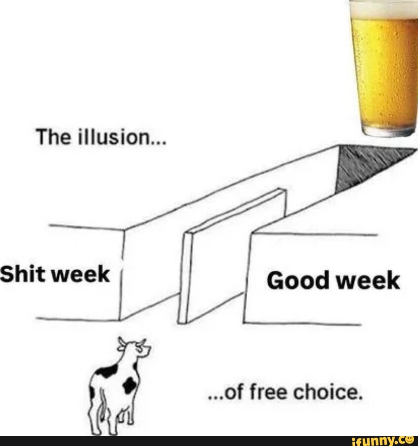 The illusion... Shit week Good week ...of free choice. - iFunny