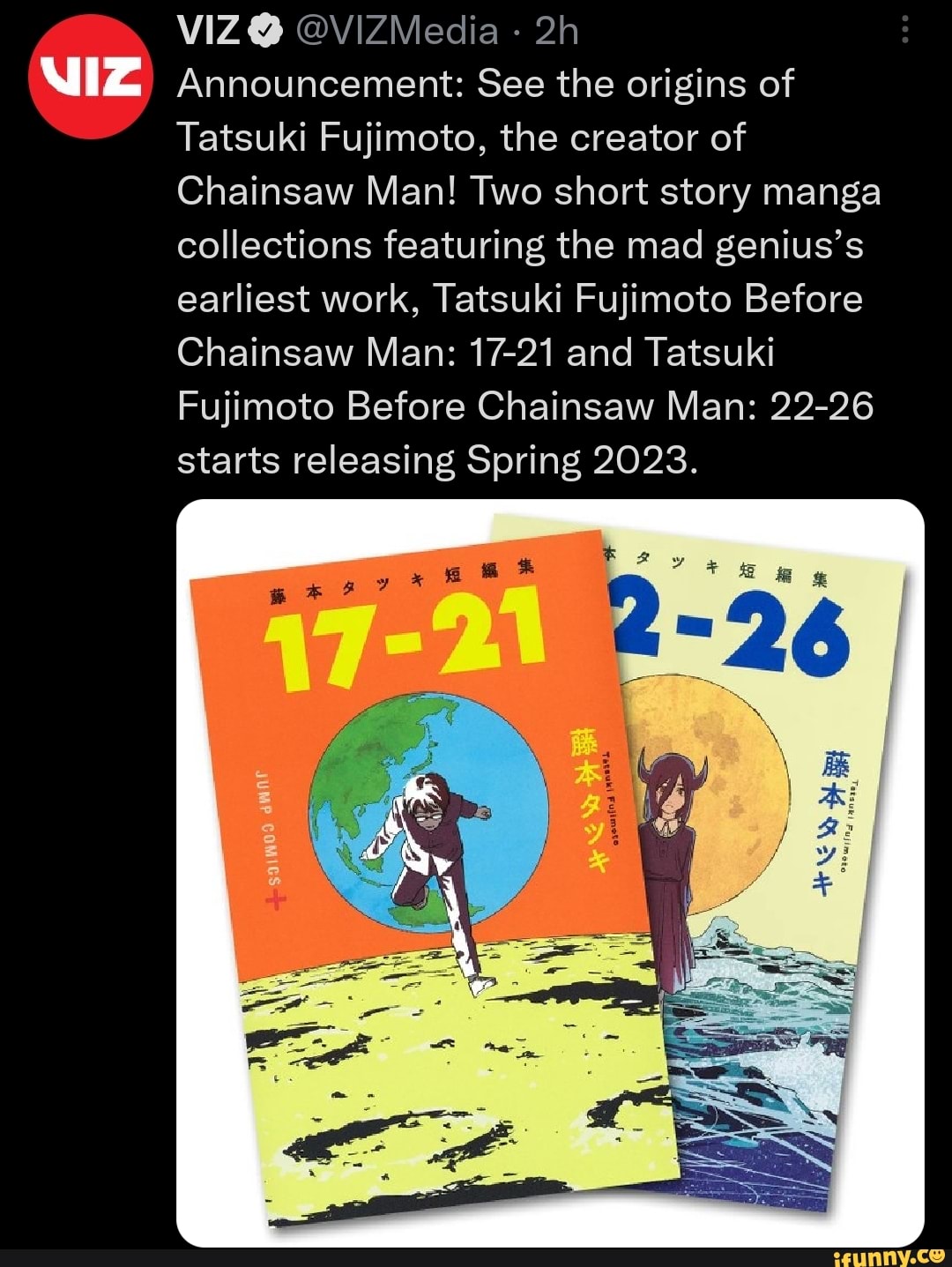 VIZ @ @VIZMedia - Announcement: See the origins of Tatsuki Fujimoto ...