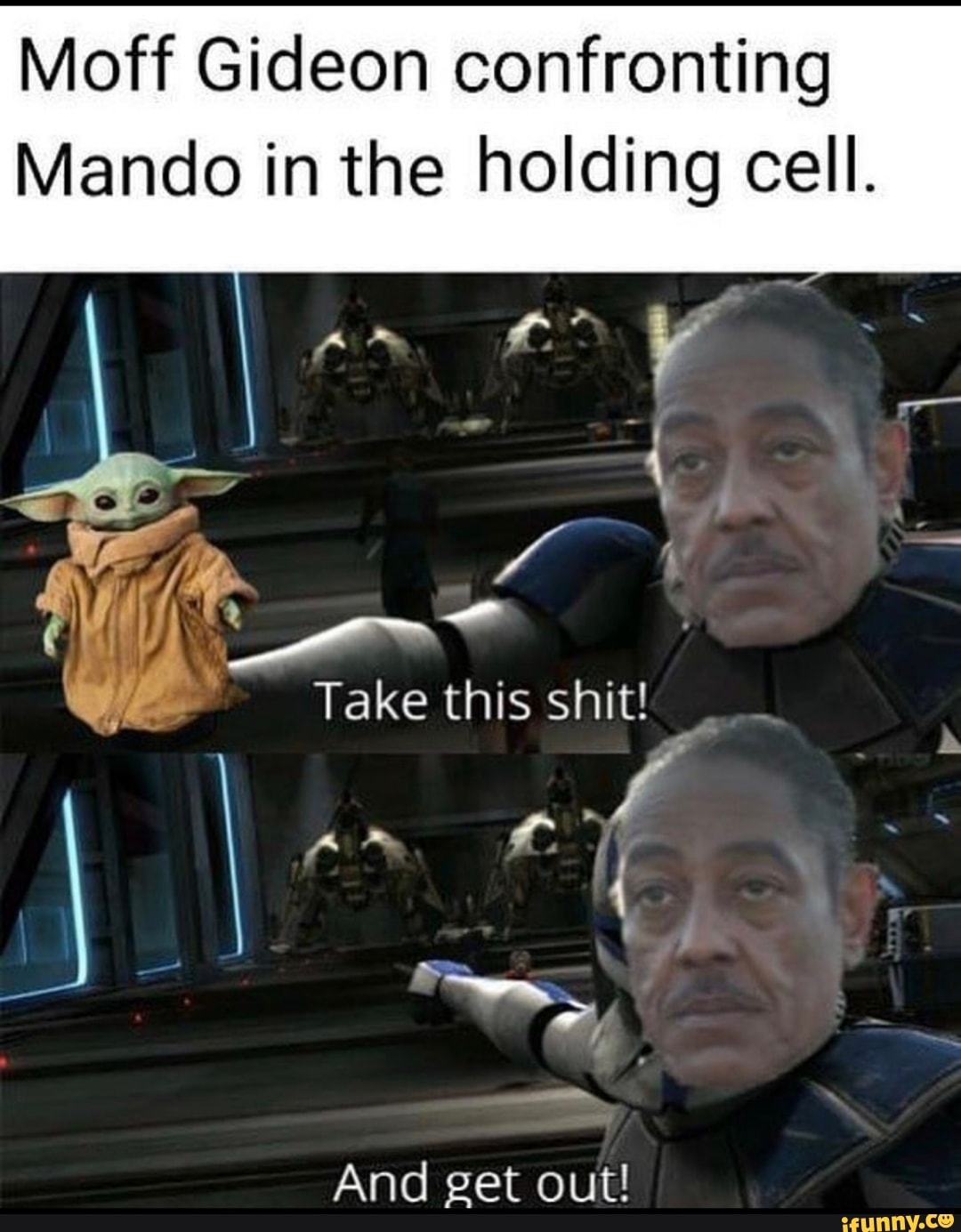 Moff Gideon confronting Mando in the holding cell. Take this shit! And ...