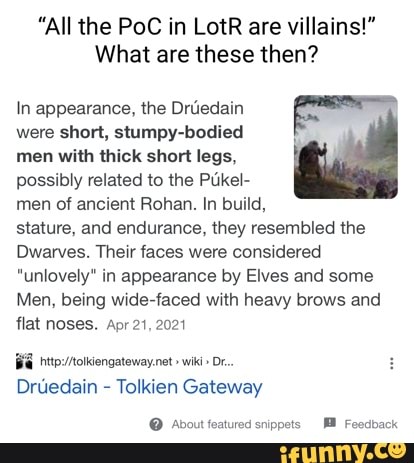 "All the PoC in LotR are villains!" What are these then? In appearance ...