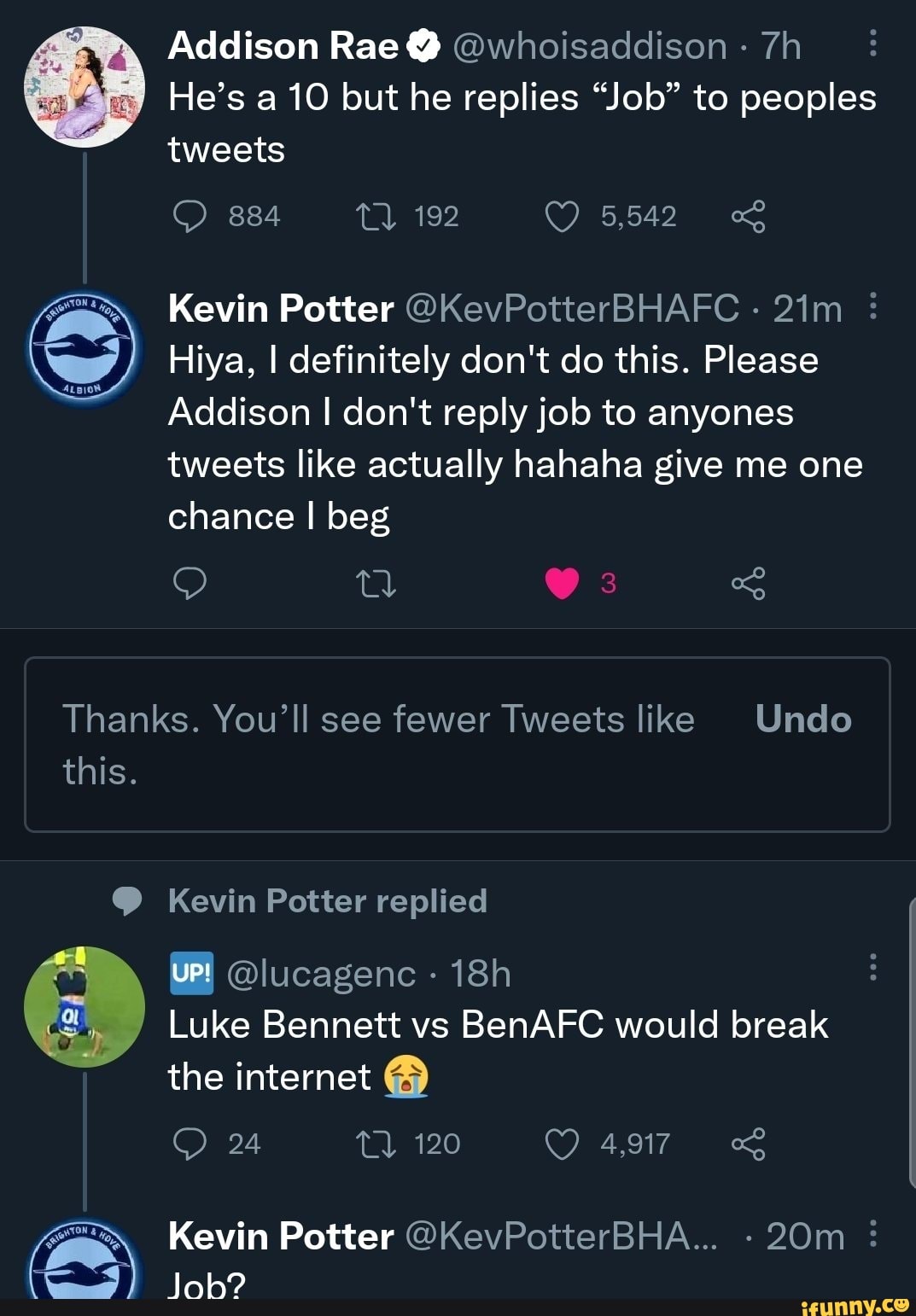 Addison Rae @ @whoisaddison He's a 10 but he replies "Job" to peoples ...