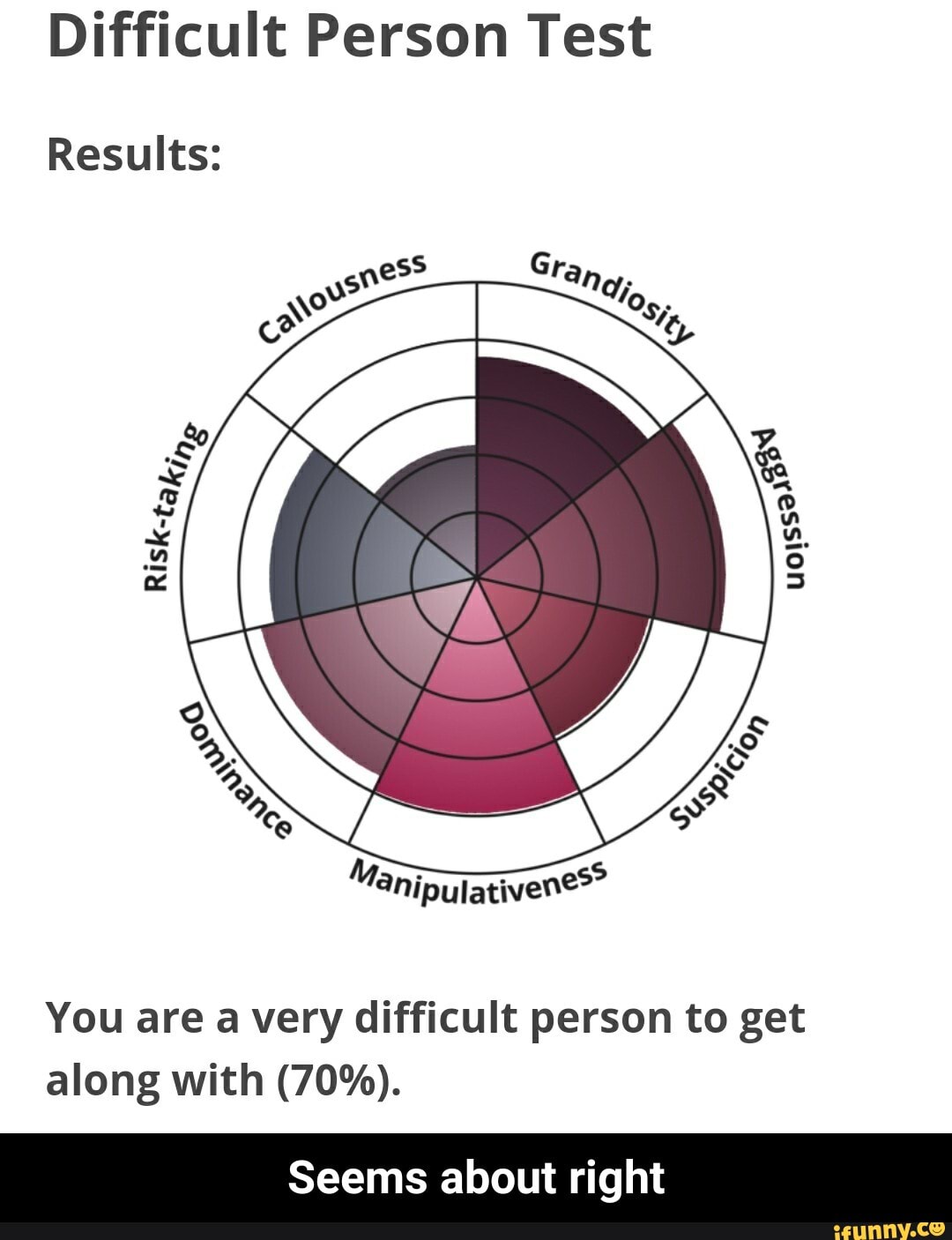 Difficult Person Test Results: You are a very difficult person to get ...