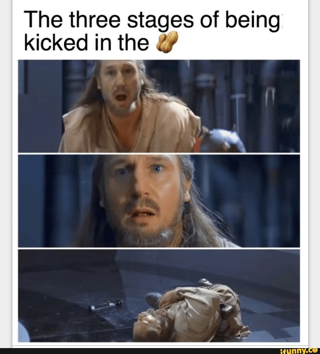 The three stages of being kicked in the - iFunny