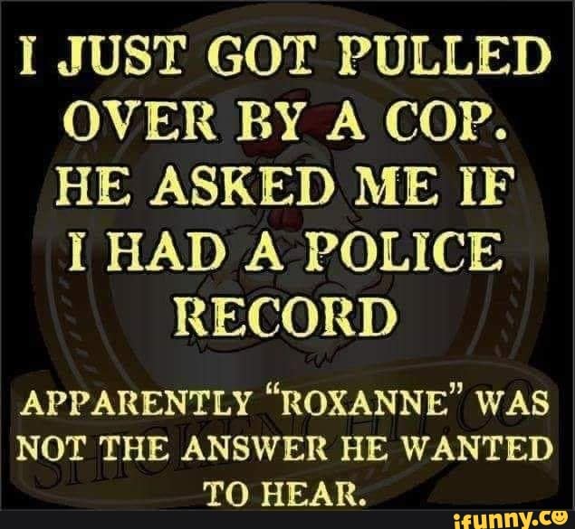 I JUST GOT PULLED OVER BY A COP. HE ASKED ME IF I HAD A POLICE RECORD ...