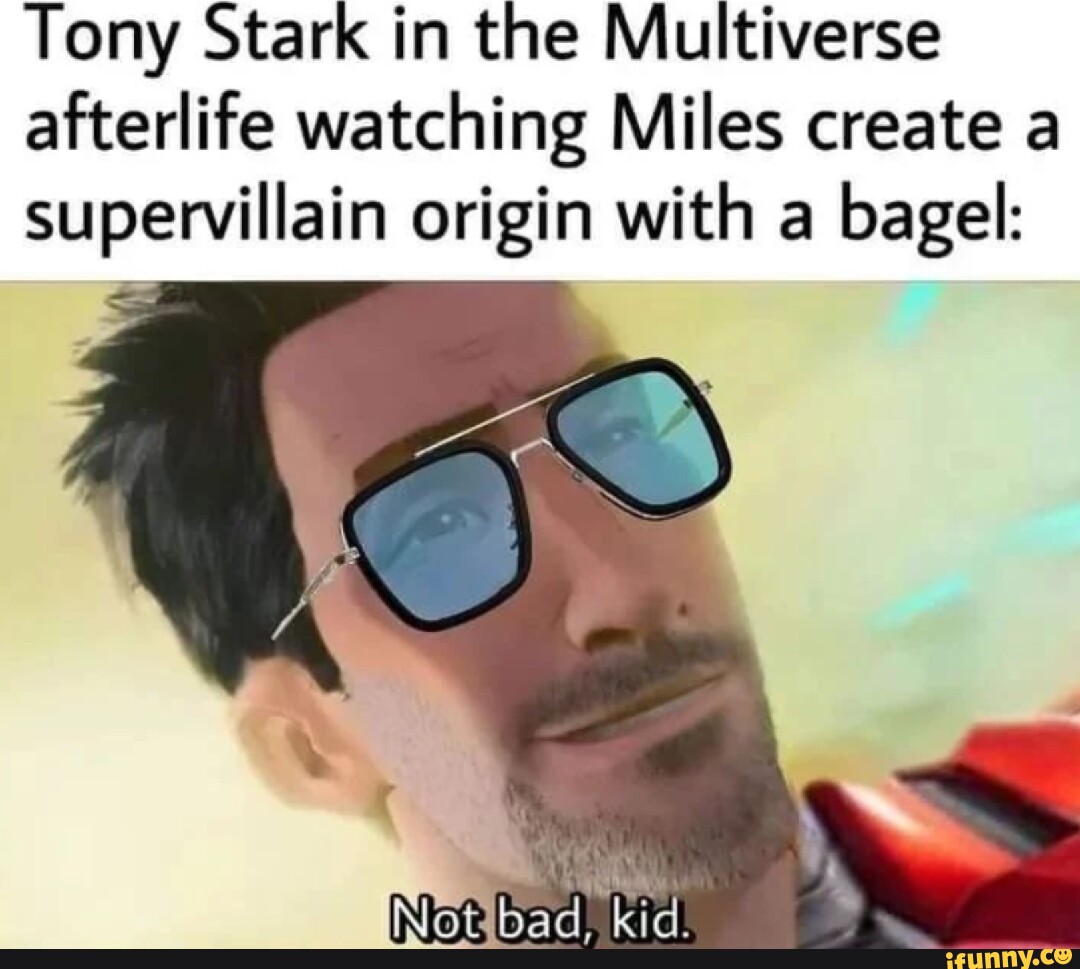 Tony Stark in the Multiverse afterlife watching Miles create a ...