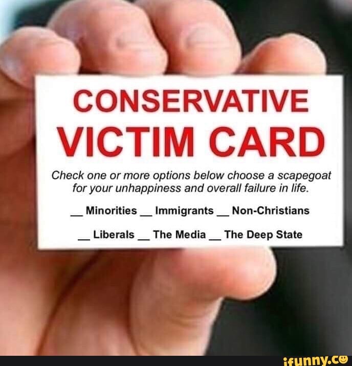 CONSERVATIVE VICTIM CARD Check one or more options below choose a ...