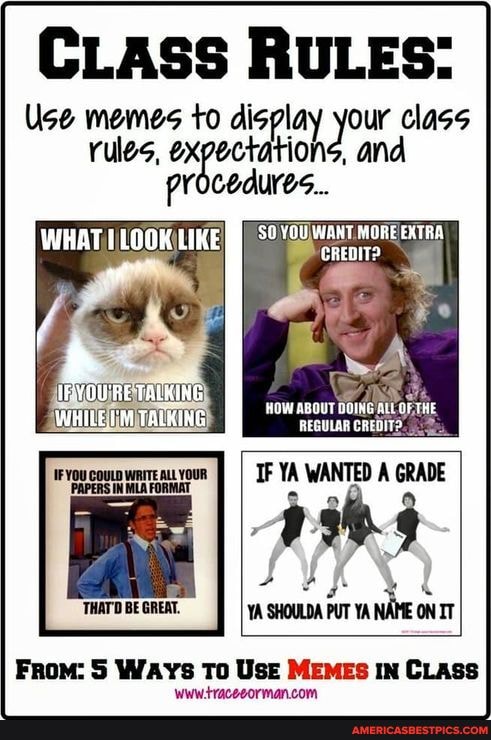 CLASS RULES: Use memes to display your class rules, expectations, and ...