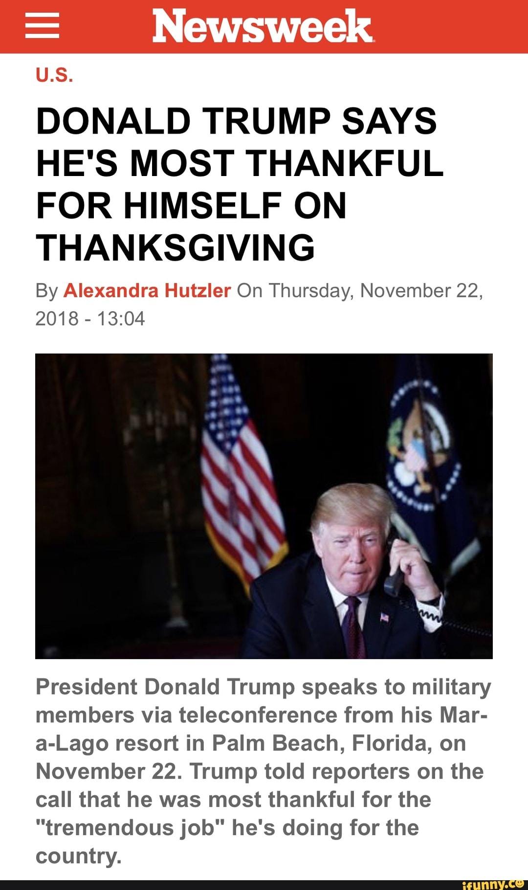 Well that was nice of him - INewsweelk U.S. DONALD TRUMP SAYS HE'S MOST ...