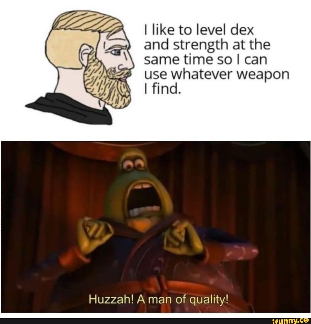 I like to level dex and strength at the same time so I can use whatever ...