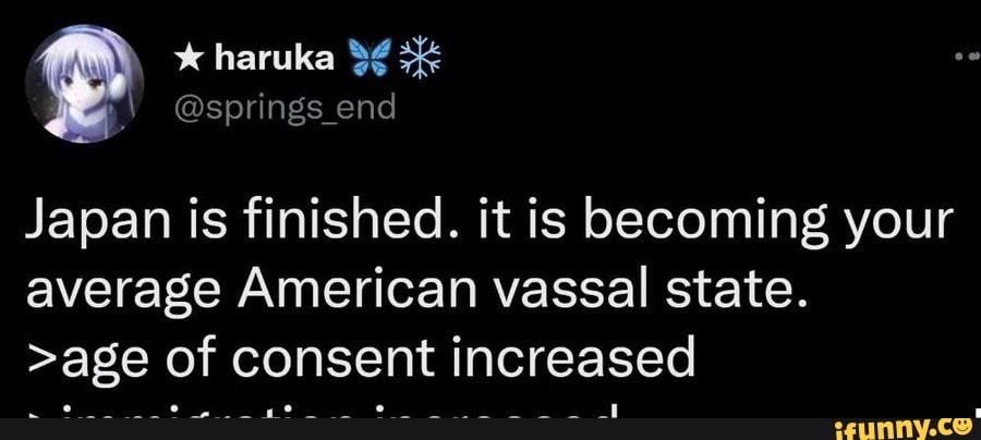 Haruka Japan is finished. it is becoming your average American vassal ...