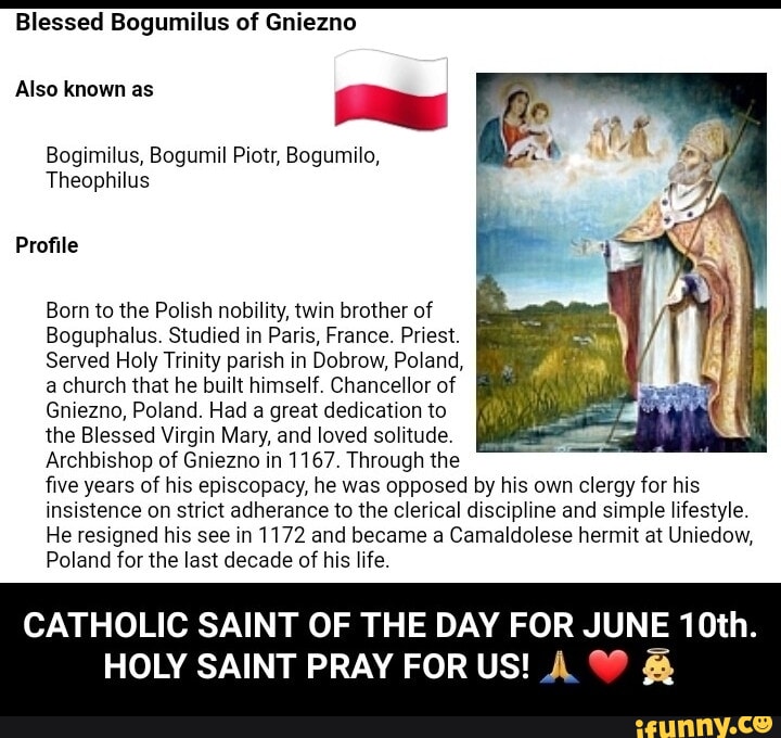 Blessed Bogumilus of Gniezno Also known as Bogimilus, Bogumil Piotr, Bogumilo, Theophilus ...