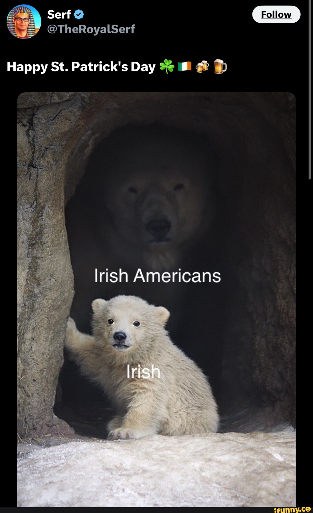 Serf Follow Happy St. Patrick's Day Irish Americans Irish - iFunny