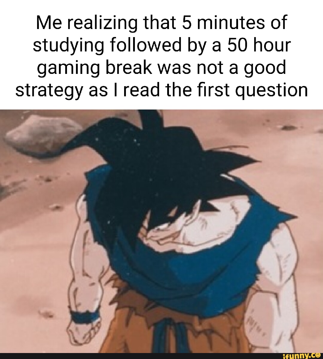 Me realizing that 5 minutes of studying followed by a 50 hour gaming ...