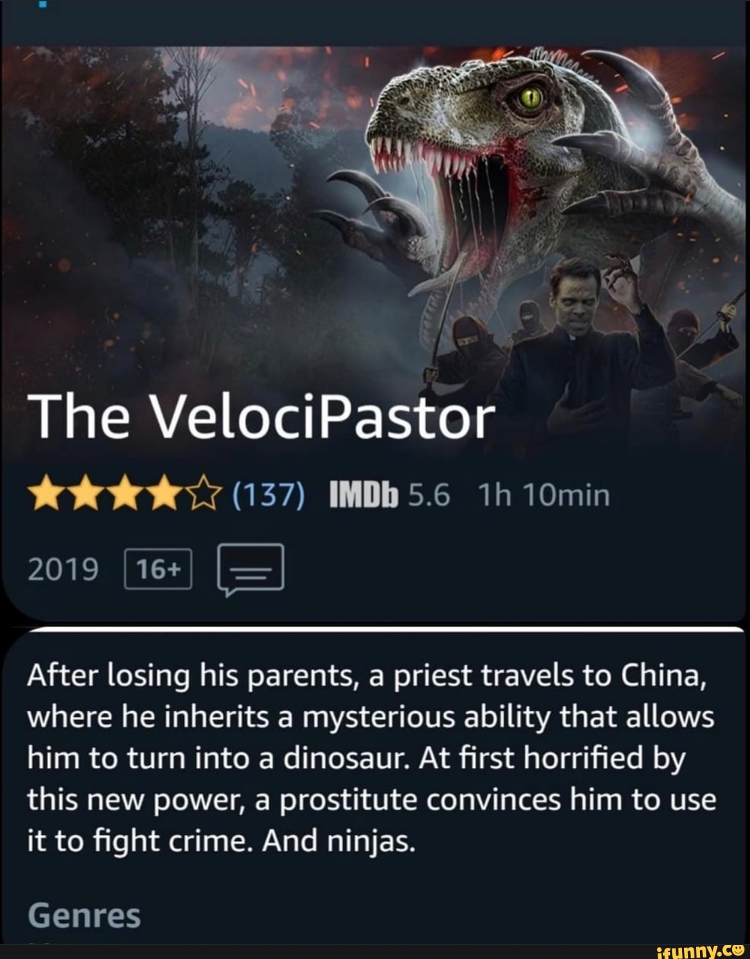 The VelociPastor After losing his parents, a priest travels to China ...