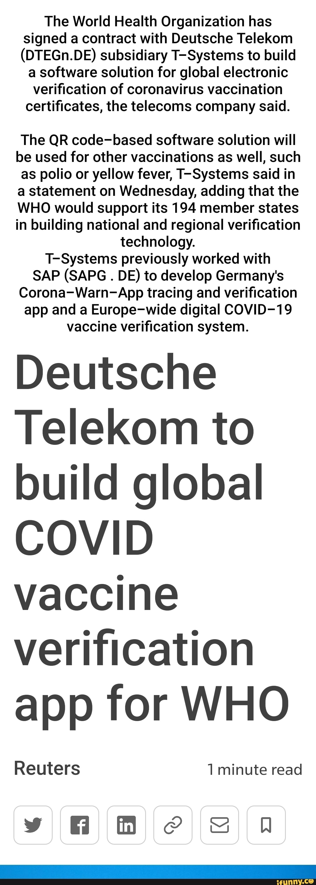 The World Health Organization has signed a contract with Deutsche ...