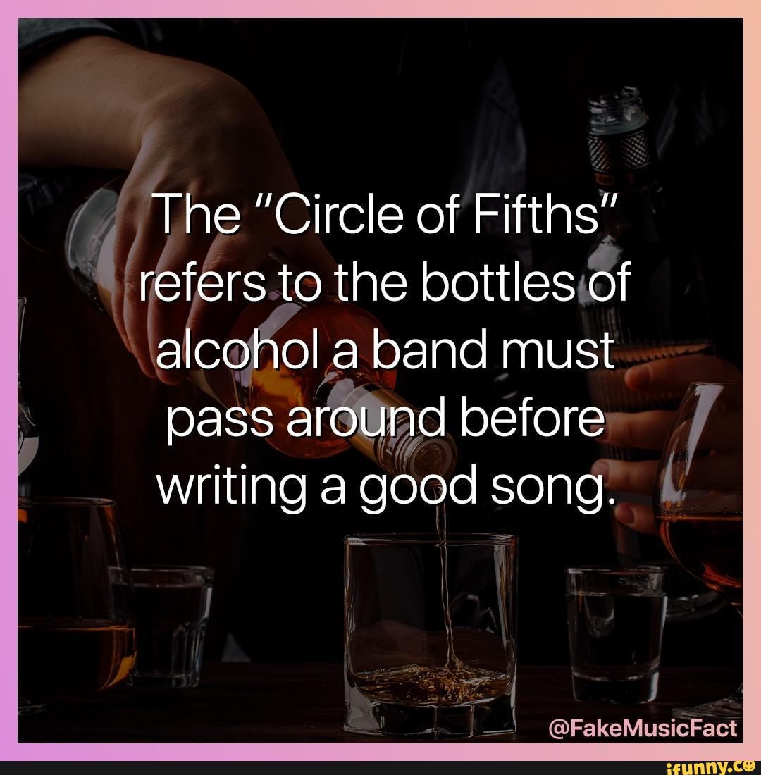 The "Circle of Fifths" refers to the bottles of alcohol a band must ...
