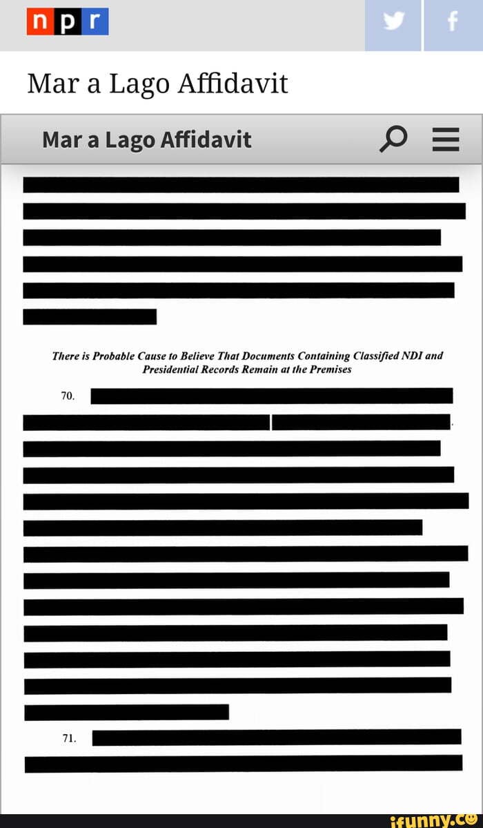 Mar a Lago Affidavit Mar a Lago Affidavit There is Probable Cause to ...