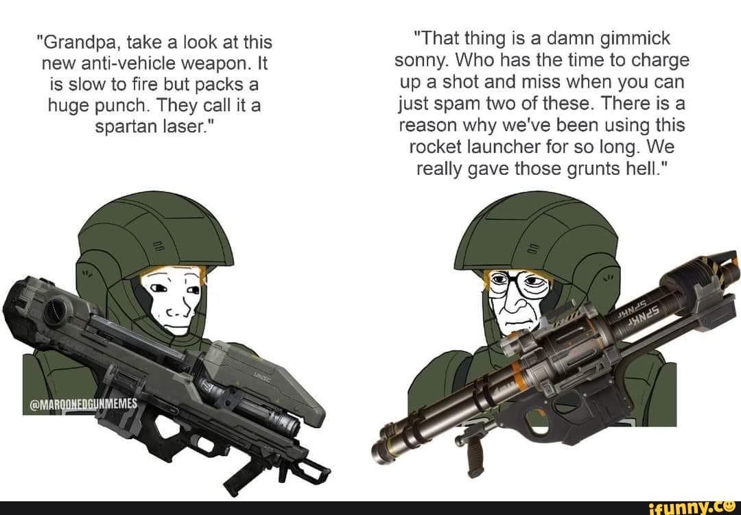 "Grandpa, take a look at this new anti-vehicle weapon. It is slow to ...