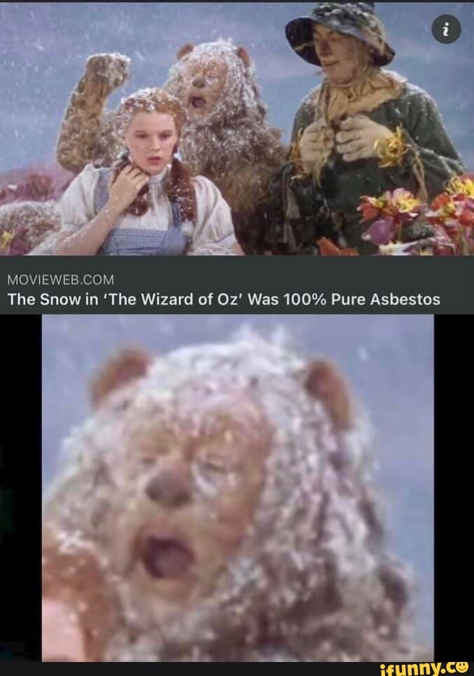 MOVIEWER COM The Snow in 'The Wizard of Oz' Was 100% Pure Asbestos - iFunny