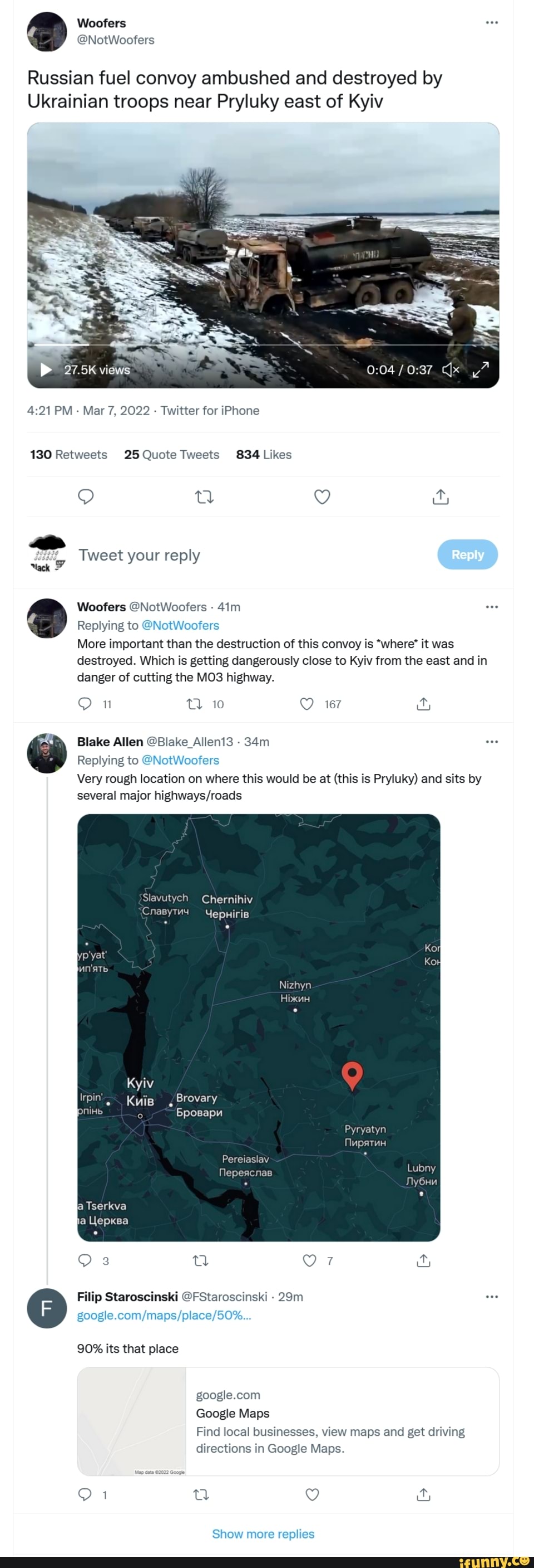 Woofers Russian fuel convoy ambushed and destroyed by Ukrainian troops ...