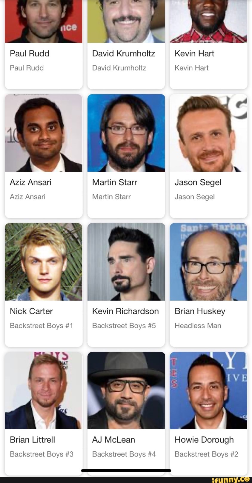 Aziz Ansari Martin Starr Jason Segel Nick Carter Kevin Richardson Brian ...