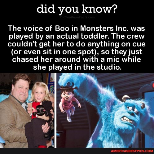 Did you know? The voice of Boo in Monsters Inc. was played by an actual ...