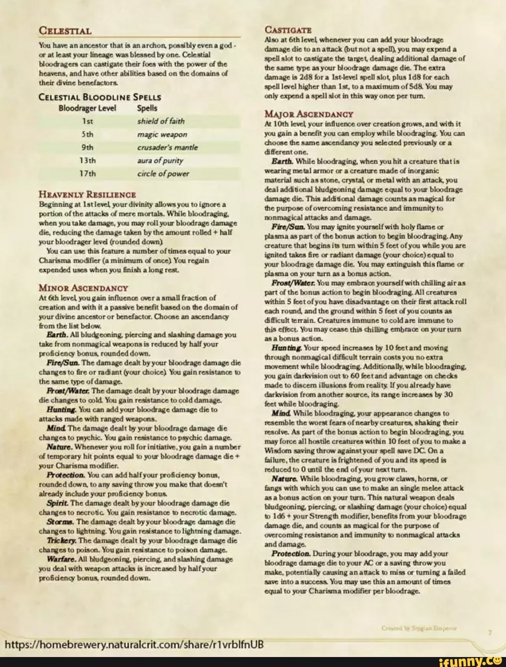 CELESTIAL 'You have an ancestor that is an archon, possibly even a god ...