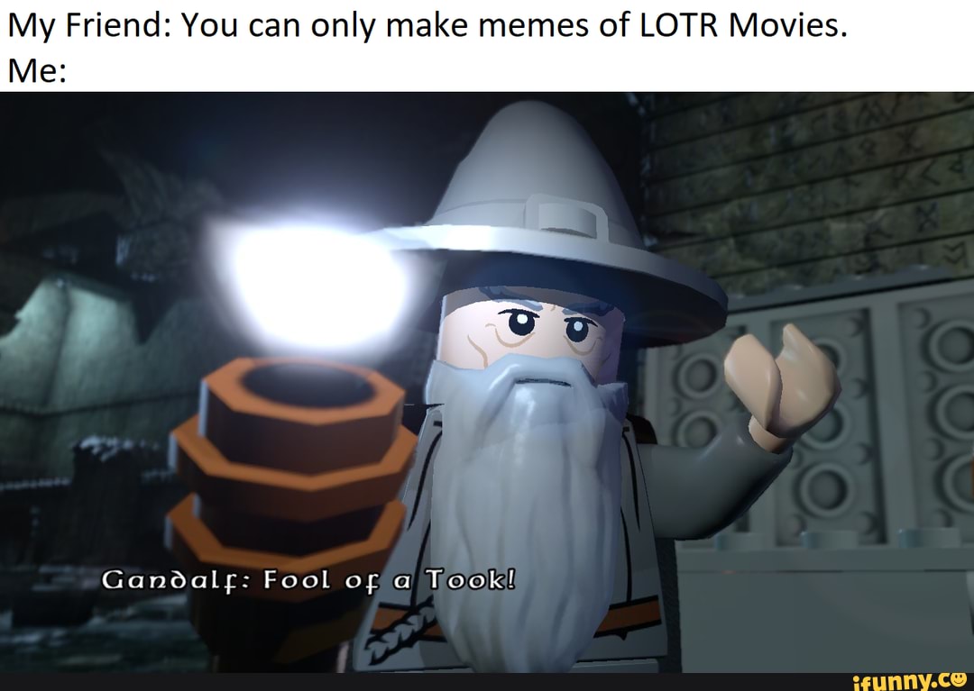 My Friend: You can only make memes of LOTR Movies. Me: Gandalg: Fool of ...