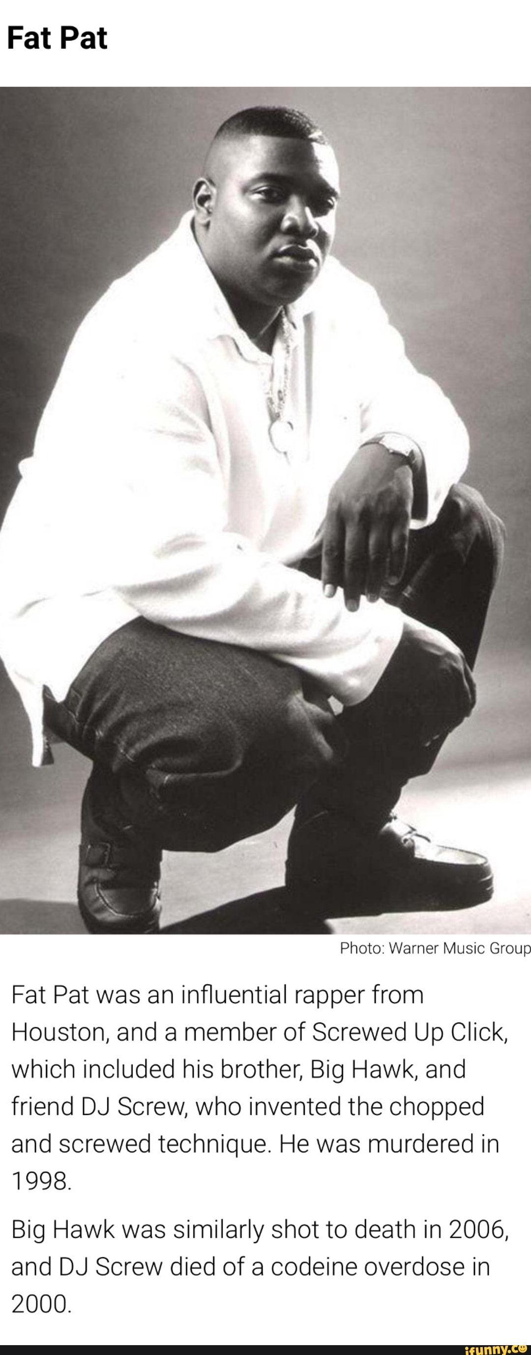 Fat Pat Fat Pat was an inﬂuential rapper from Houston, and a member of ...