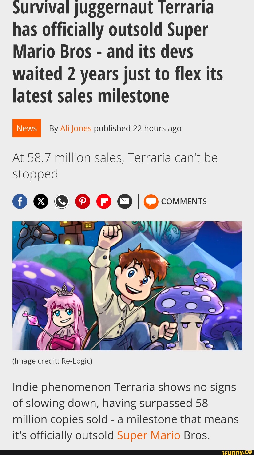 Survival juggernaut Terraria has officially outsold Super Mario Bros ...
