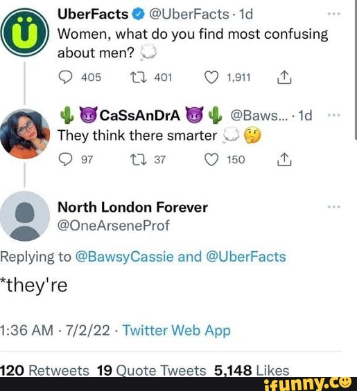 UberFacts @ @UberFacts td Women, what do you find most confusing about ...