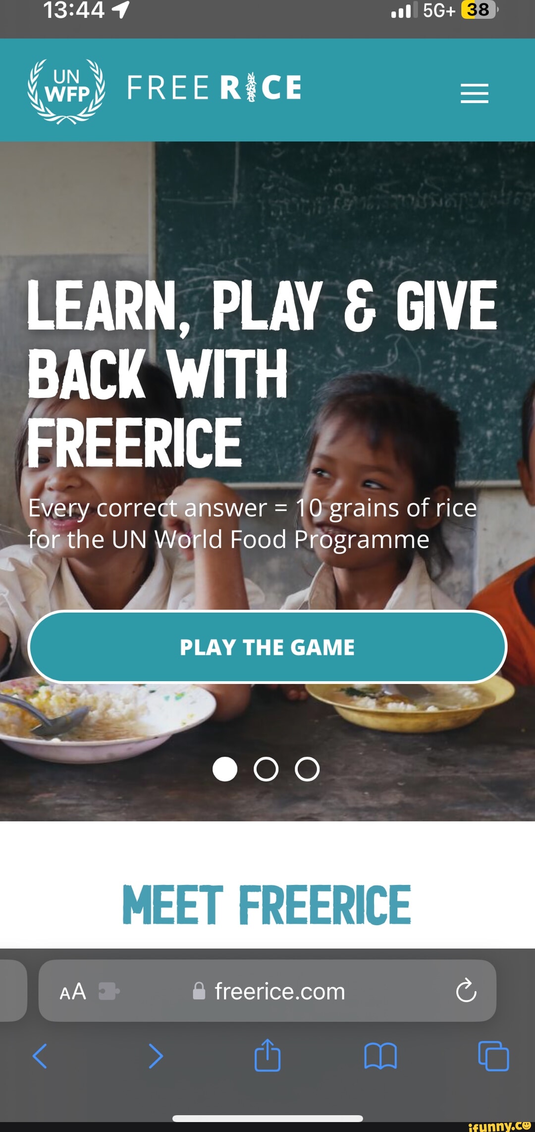 UN FREE RICE LEARN, PLAY & GIVE BACK WITH FREERICE Every correct answer ...