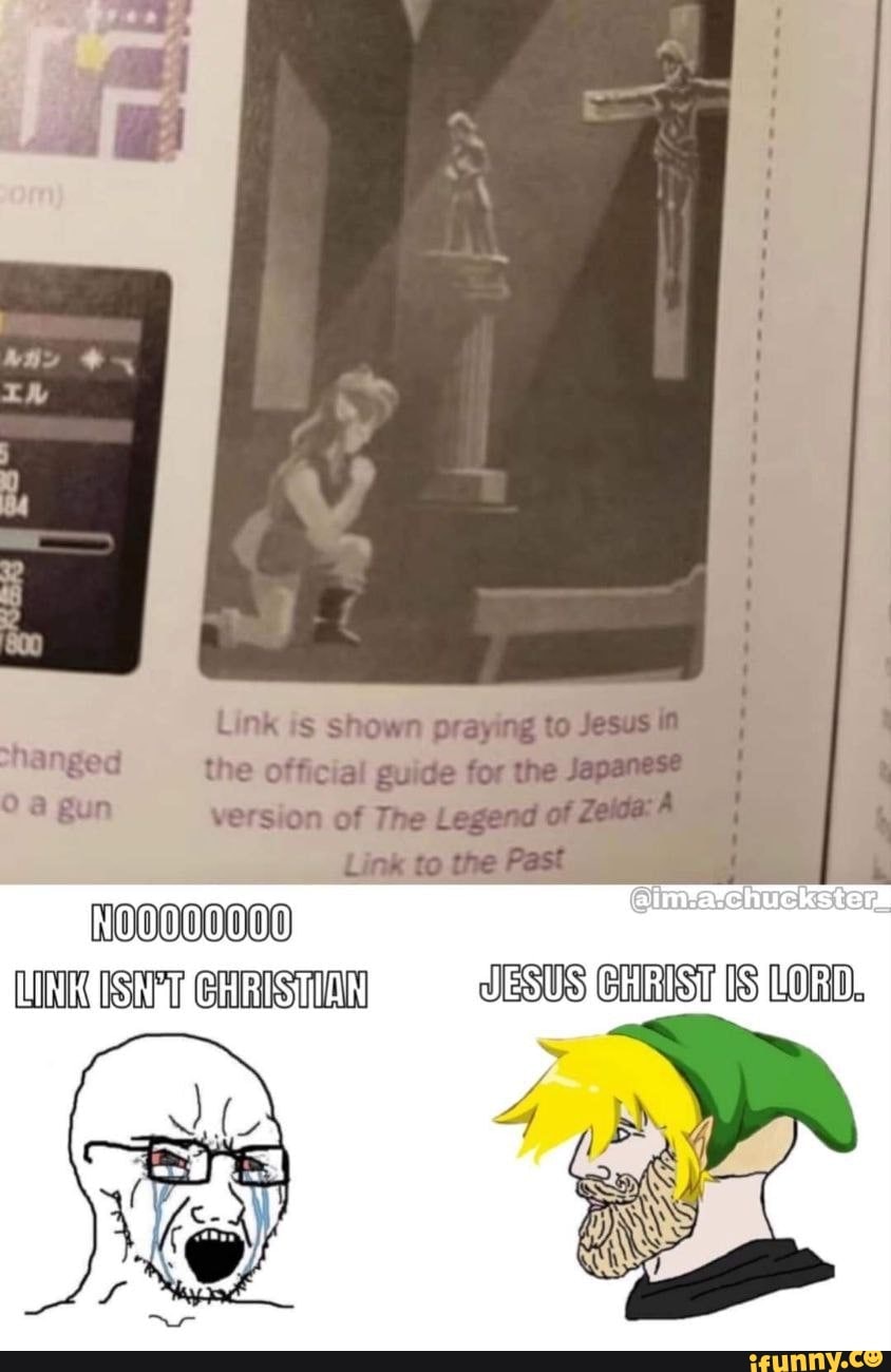 Link is shown praying to Jesus in hanged the official guide for the gu ...