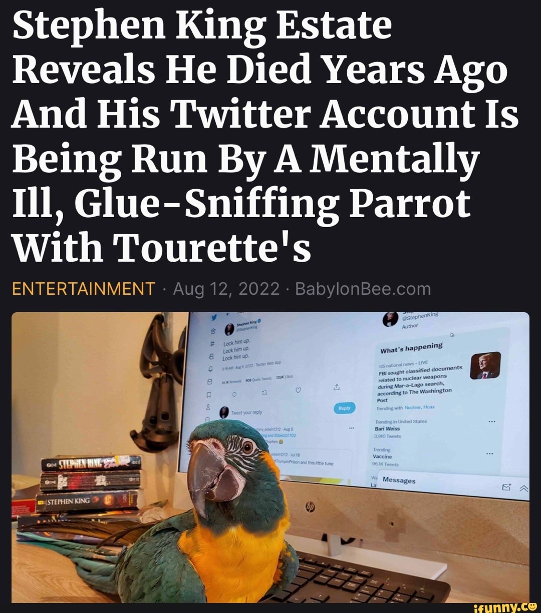 Stephen King Estate Reveals He Died Years Ago And His Twitter Account ...