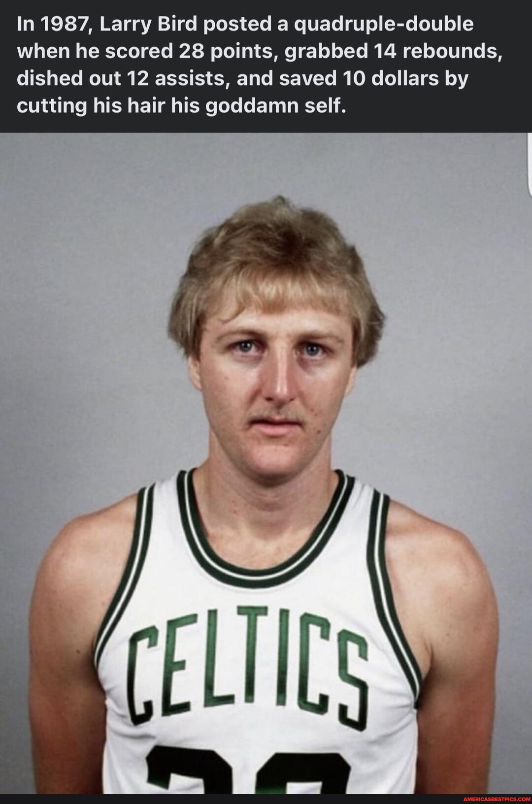 In 1987, Larry Bird posted a quadruple-double when he scored 28 points ...